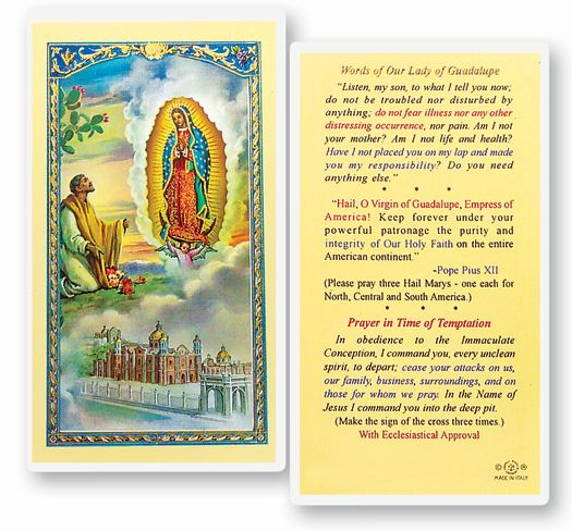 Our Lady of Guadalupe Laminated Catholic Prayer Holy Card with Prayer – Bella Grace Jewelry & Gifts